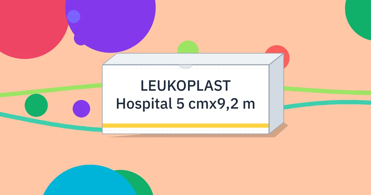Symbolbild: Packung mit der Aufschrift LEUKOPLAST Hospital 5 cmx9,2 m (PZN 12655338) – Verfügbarkeit und Bezug in Apotheken in Frankfurt am Main
