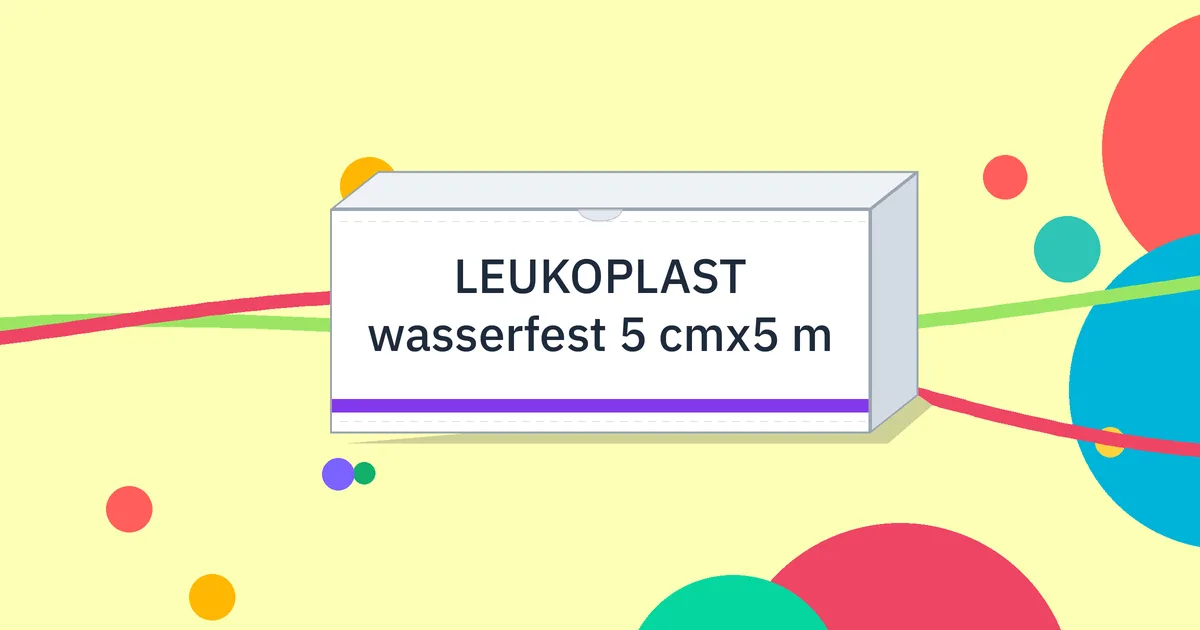 Symbolbild: Packung mit der Aufschrift LEUKOPLAST wasserfest 5 cmx5 m (PZN 12655367) – Verfügbarkeit und Bezug in Apotheken in Frankfurt am Main
