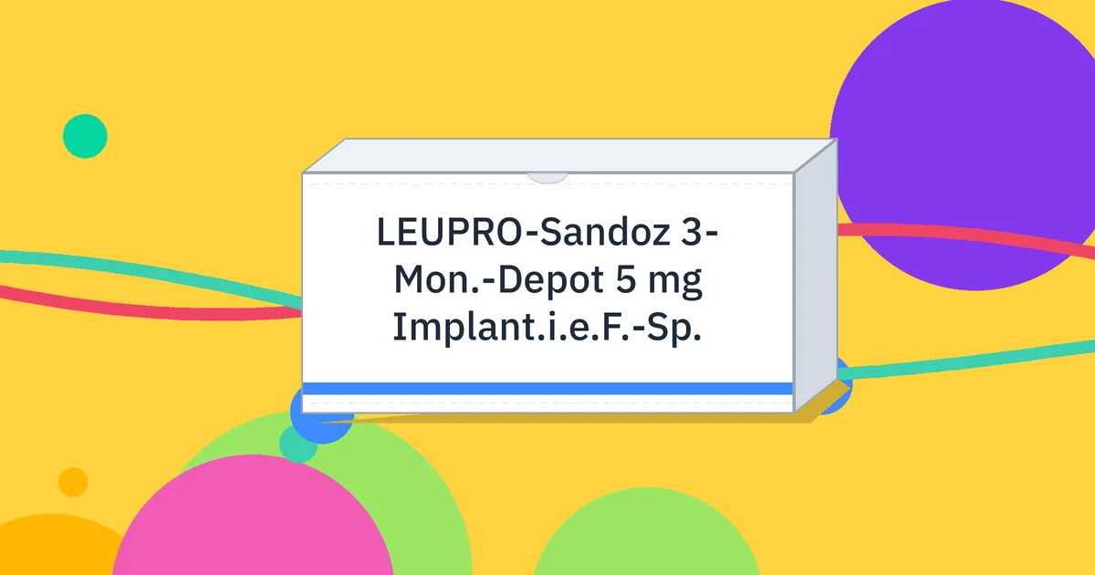 Symbolbild: Packung mit der Aufschrift LEUPRO-Sandoz 3-Mon.-Depot 5 mg Implant.i.e.F.-Sp. (PZN 19448542) – Verfügbarkeit und Bezug in Apotheken in Frankfurt am Main