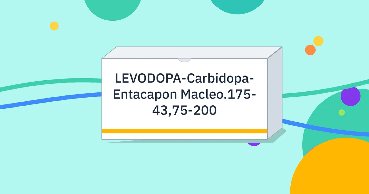 Symbolbild: Packung mit der Aufschrift LEVODOPA-Carbidopa-Entacapon Macleo.175-43,75-200 (PZN 18327210) – Verfügbarkeit und Bezug in Apotheken in Frankfurt am Main