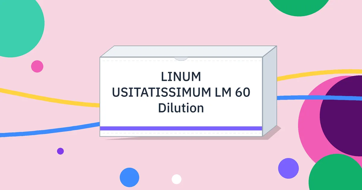 Symbolbild: Packung mit der Aufschrift LINUM USITATISSIMUM LM 60 Dilution (PZN 13530834) – Verfügbarkeit und Bezug in Apotheken in Frankfurt am Main