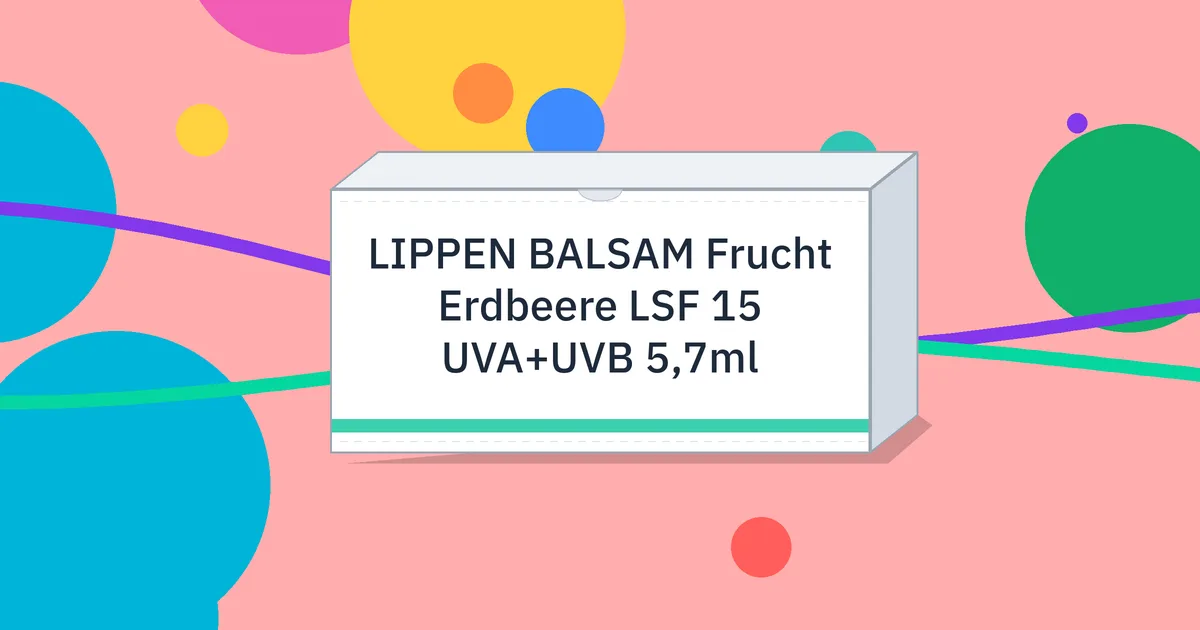 Symbolbild: Packung mit der Aufschrift LIPPEN BALSAM Frucht Erdbeere LSF 15 UVA+UVB 5,7ml (PZN 11025138) – Verfügbarkeit und Bezug in Apotheken in Frankfurt am Main