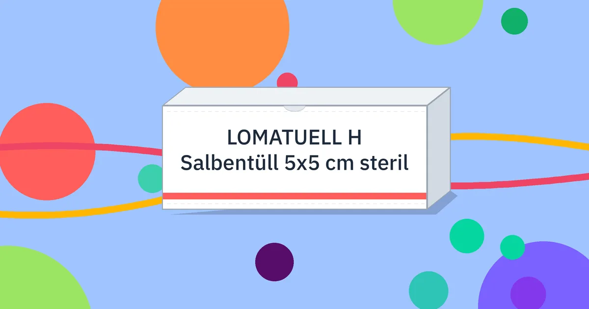 Symbolbild: Packung mit der Aufschrift LOMATUELL H Salbentüll 5x5 cm steril (PZN 17881157) – Verfügbarkeit und Bezug in Apotheken in Frankfurt am Main