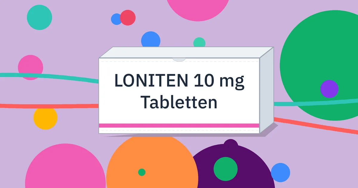 Symbolbild: Packung mit der Aufschrift LONITEN 10 mg Tabletten (PZN 10398802) – Verfügbarkeit und Bezug in Apotheken in Frankfurt am Main