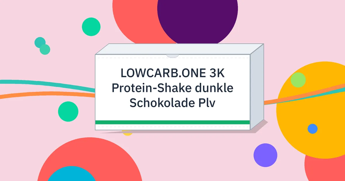 Symbolbild: Packung mit der Aufschrift LOWCARB.ONE 3K Protein-Shake dunkle Schokolade Plv (PZN 15238807) – Verfügbarkeit und Bezug in Apotheken in Frankfurt am Main