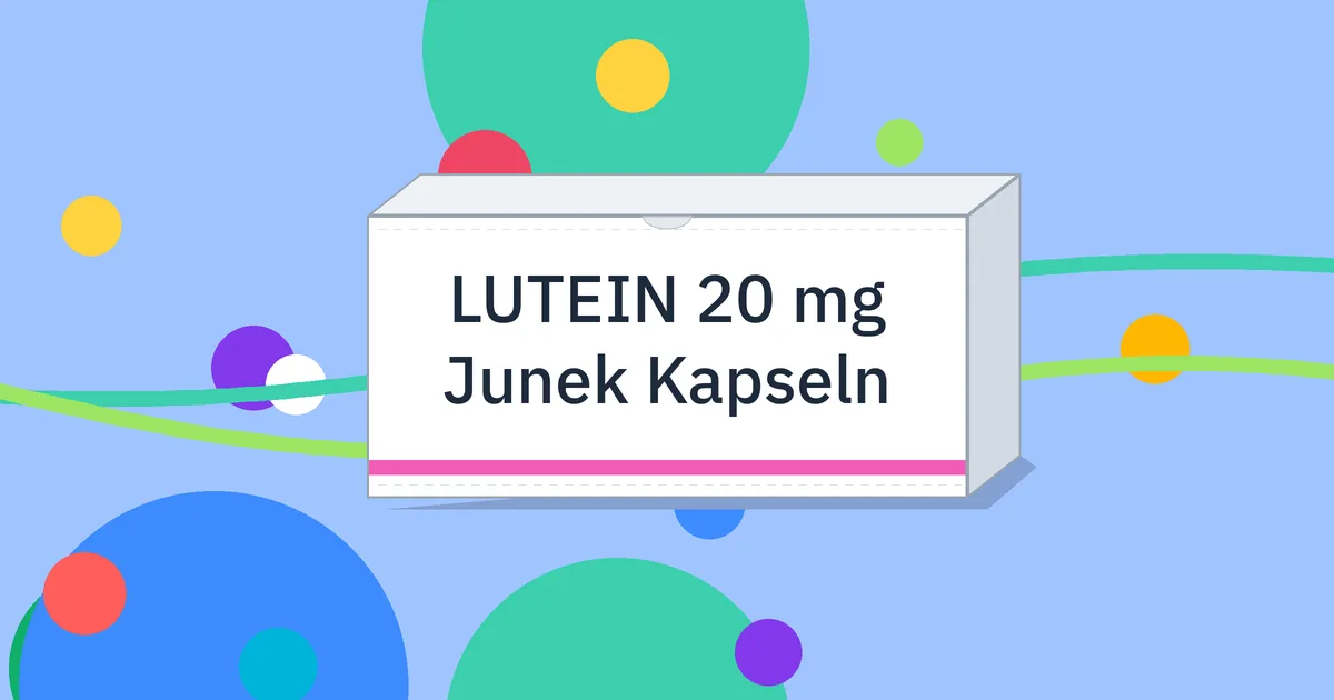 Symbolbild: Packung mit der Aufschrift LUTEIN 20 mg Junek Kapseln (PZN 10396602) – Verfügbarkeit und Bezug in Apotheken in Frankfurt am Main