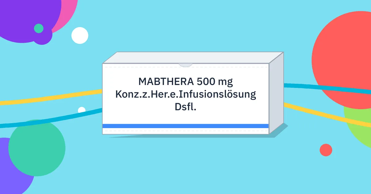 Symbolbild: Packung mit der Aufschrift MABTHERA 500 mg Konz.z.Her.e.Infusionslösung Dsfl. (PZN 07303933) – Verfügbarkeit und Bezug in Apotheken in Frankfurt am Main