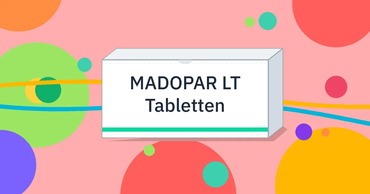 Symbolbild: Packung mit der Aufschrift MADOPAR LT Tabletten (PZN 02535136) – Verfügbarkeit und Bezug in Apotheken in Frankfurt am Main