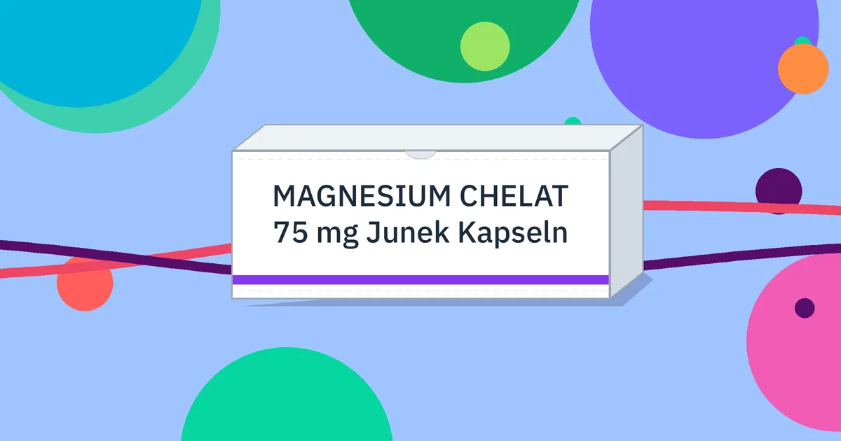Symbolbild: Packung mit der Aufschrift MAGNESIUM CHELAT 75 mg Junek Kapseln (PZN 10082157) – Verfügbarkeit und Bezug in Apotheken in Frankfurt am Main