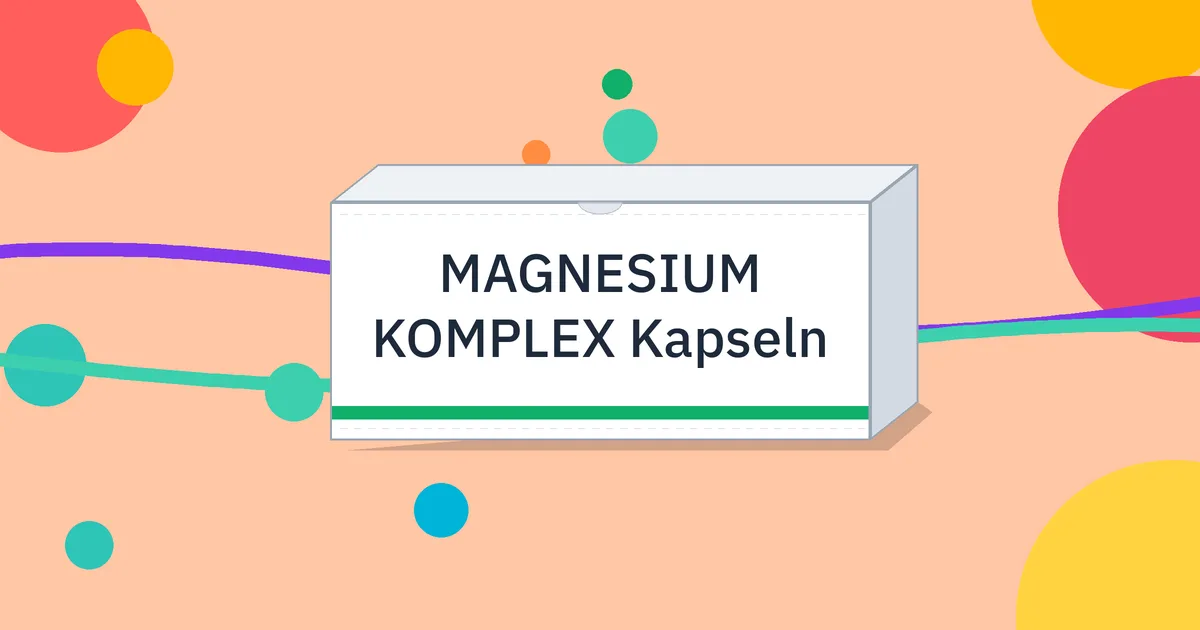 Symbolbild: Packung mit der Aufschrift MAGNESIUM KOMPLEX Kapseln (PZN 19899316) – Verfügbarkeit und Bezug in Apotheken in Frankfurt am Main
