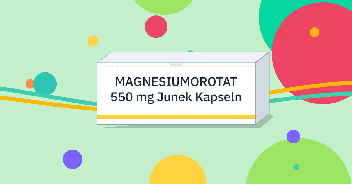 Symbolbild: Packung mit der Aufschrift MAGNESIUMOROTAT 550 mg Junek Kapseln (PZN 11176883) – Verfügbarkeit und Bezug in Apotheken in Frankfurt am Main