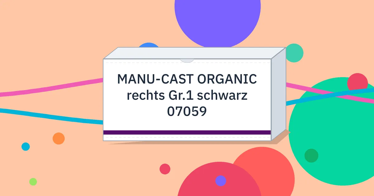 Symbolbild: Packung mit der Aufschrift MANU-CAST ORGANIC rechts Gr.1 schwarz 07059 (PZN 17889897) – Verfügbarkeit und Bezug in Apotheken in Frankfurt am Main