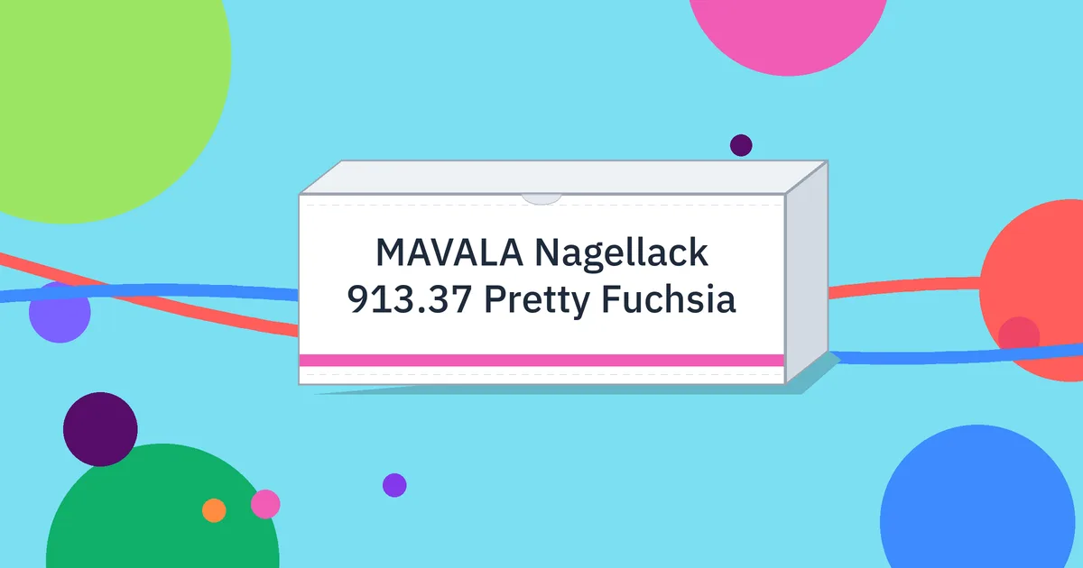 Symbolbild: Packung mit der Aufschrift MAVALA Nagellack 913.37 Pretty Fuchsia (PZN 15560526) – Verfügbarkeit und Bezug in Apotheken in Frankfurt am Main