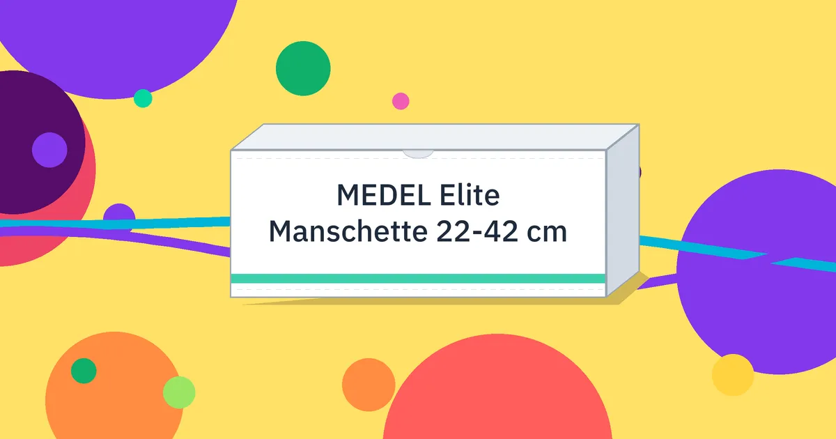 Symbolbild: Packung mit der Aufschrift MEDEL Elite Manschette 22-42 cm (PZN 16897446) – Verfügbarkeit und Bezug in Apotheken in Frankfurt am Main