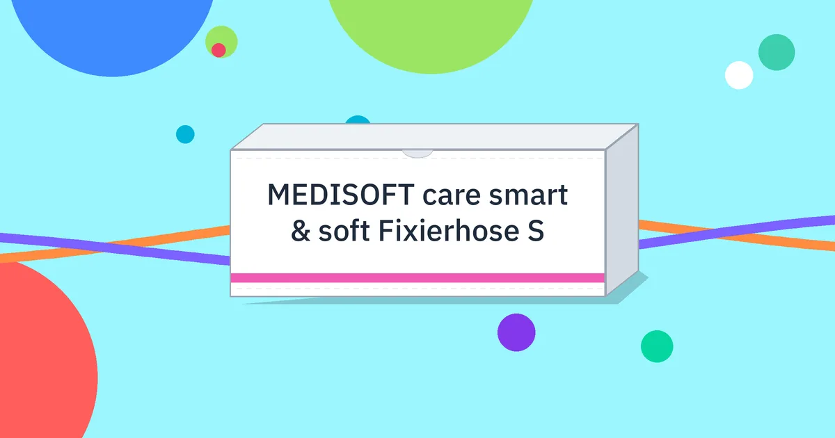 Symbolbild: Packung mit der Aufschrift MEDISOFT care smart & soft Fixierhose S (PZN 20134895) – Verfügbarkeit und Bezug in Apotheken in Frankfurt am Main