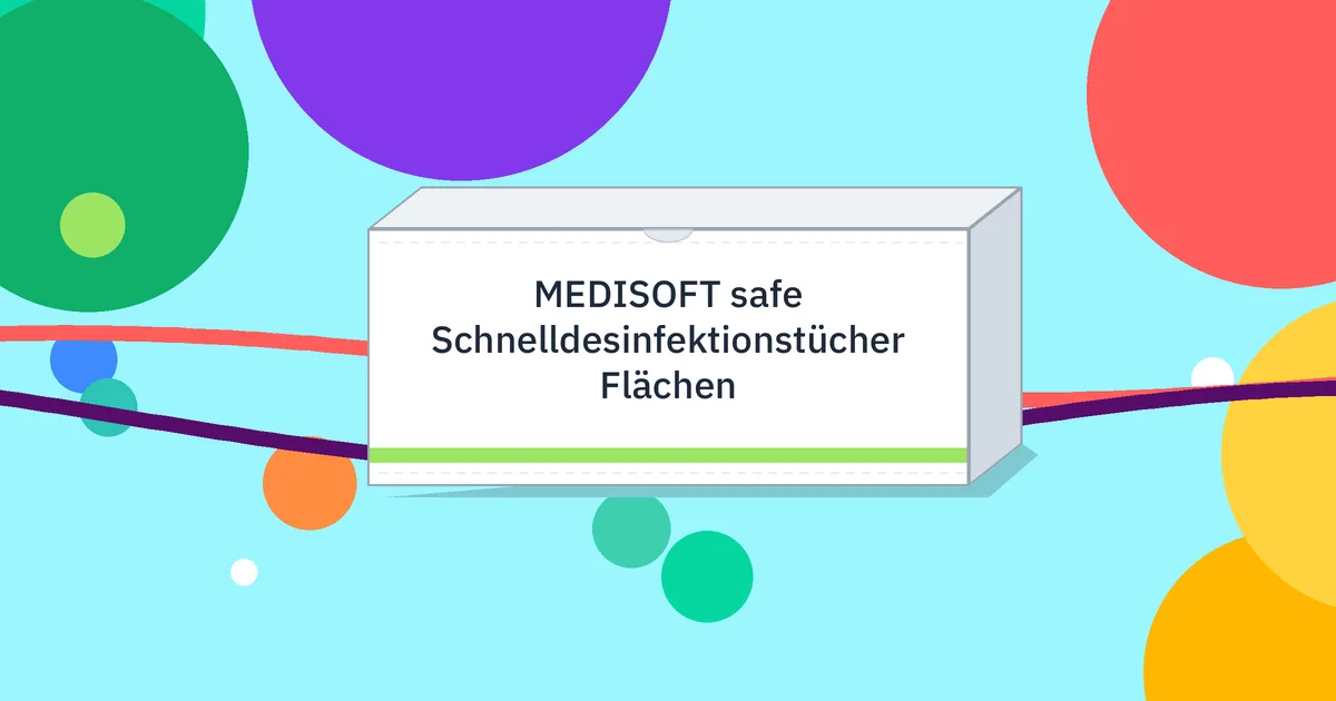 Symbolbild: Packung mit der Aufschrift MEDISOFT safe Schnelldesinfektionstücher Flächen (PZN 20028443) – Verfügbarkeit und Bezug in Apotheken in Frankfurt am Main