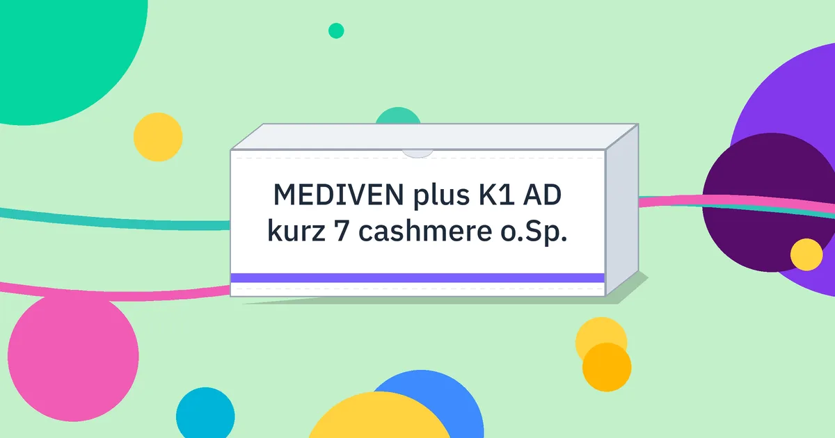Symbolbild: Packung mit der Aufschrift MEDIVEN plus K1 AD kurz 7 cashmere o.Sp. (PZN 15043943) – Verfügbarkeit und Bezug in Apotheken in Frankfurt am Main
