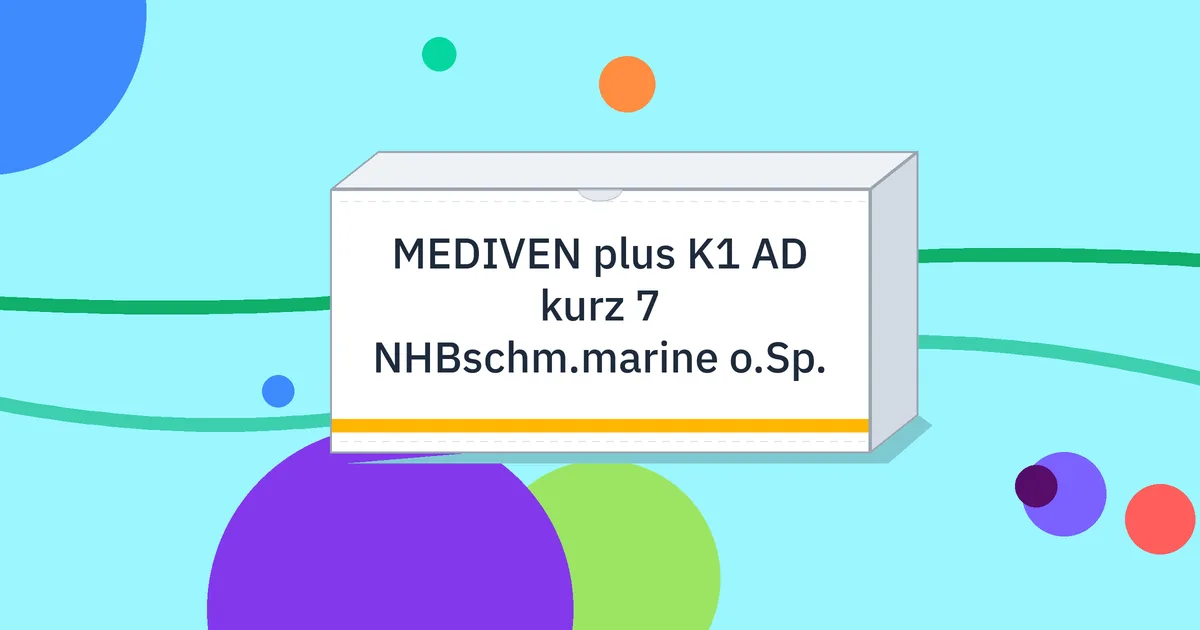 Symbolbild: Packung mit der Aufschrift MEDIVEN plus K1 AD kurz 7 NHBschm.marine o.Sp. (PZN 15899851) – Verfügbarkeit und Bezug in Apotheken in Frankfurt am Main