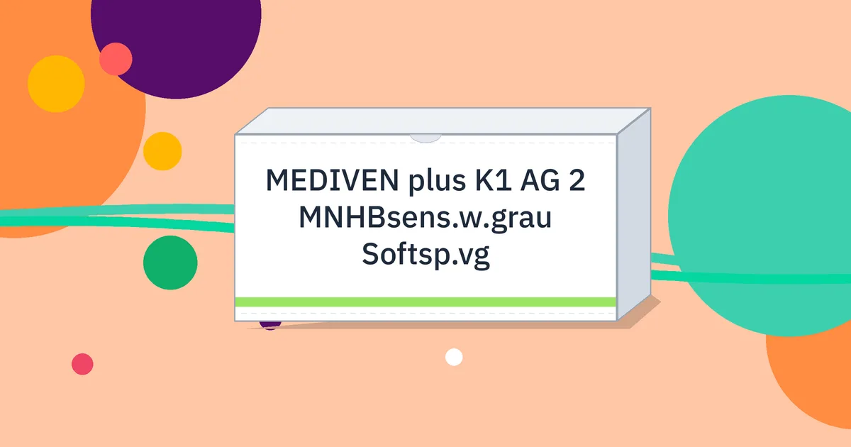 Symbolbild: Packung mit der Aufschrift MEDIVEN plus K1 AG 2 MNHBsens.w.grau Softsp.vg (PZN 18941298) – Verfügbarkeit und Bezug in Apotheken in Frankfurt am Main