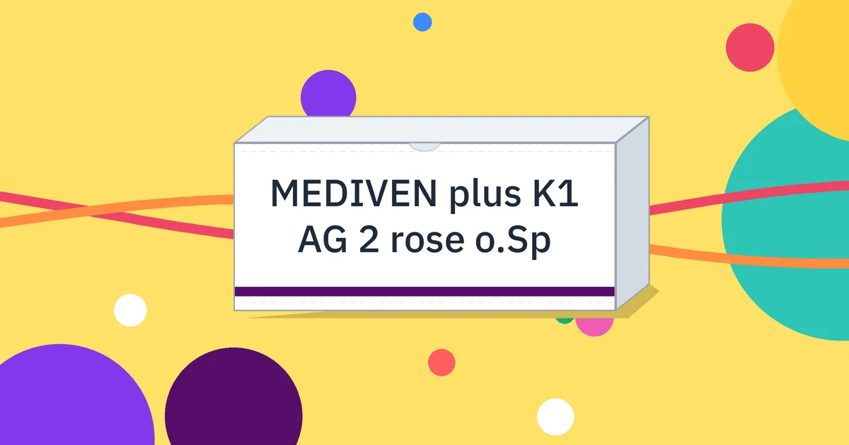 Symbolbild: Packung mit der Aufschrift MEDIVEN plus K1 AG 2 rose o.Sp (PZN 15056058) – Verfügbarkeit und Bezug in Apotheken in Frankfurt am Main