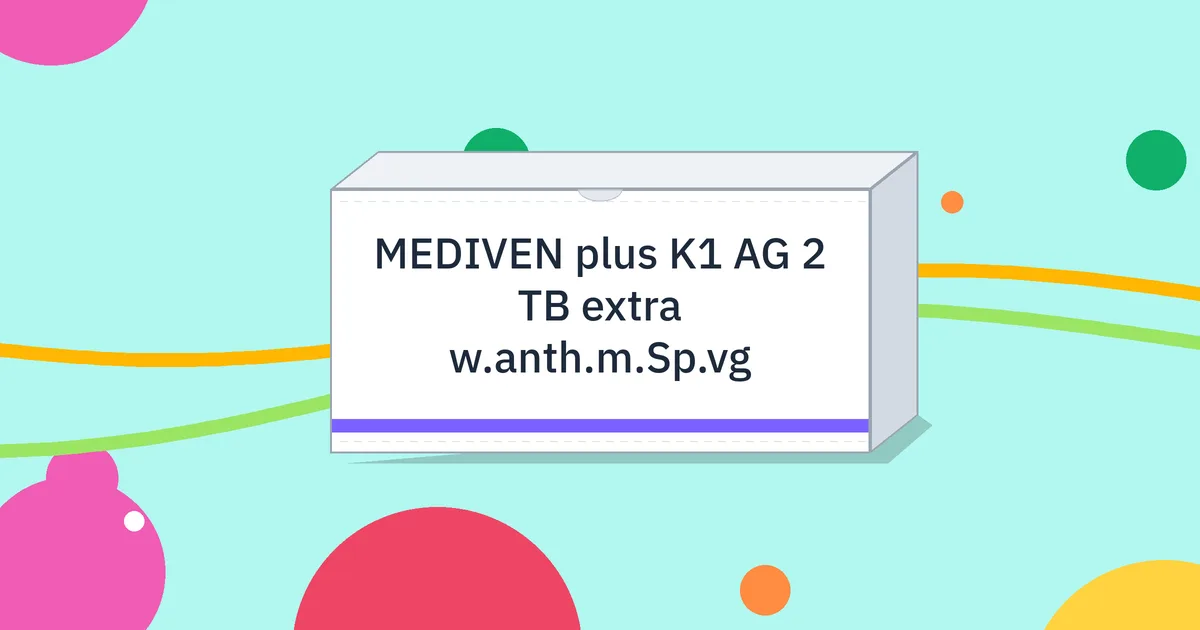 Symbolbild: Packung mit der Aufschrift MEDIVEN plus K1 AG 2 TB extra w.anth.m.Sp.vg (PZN 15066217) – Verfügbarkeit und Bezug in Apotheken in Frankfurt am Main