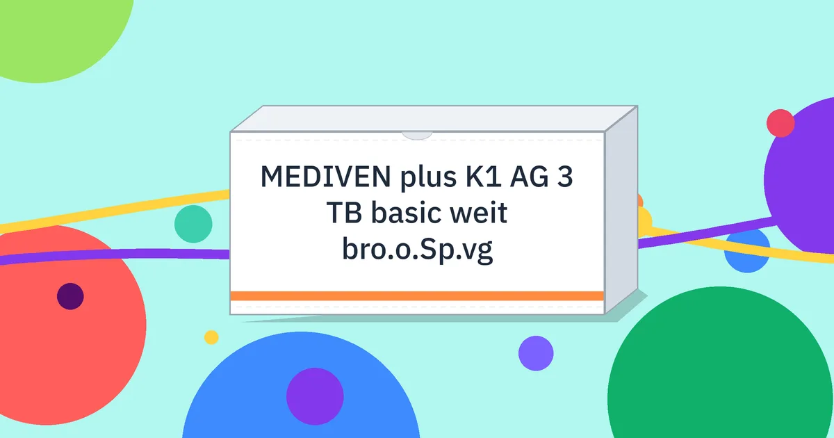 Symbolbild: Packung mit der Aufschrift MEDIVEN plus K1 AG 3 TB basic weit bro.o.Sp.vg (PZN 15059140) – Verfügbarkeit und Bezug in Apotheken in Frankfurt am Main