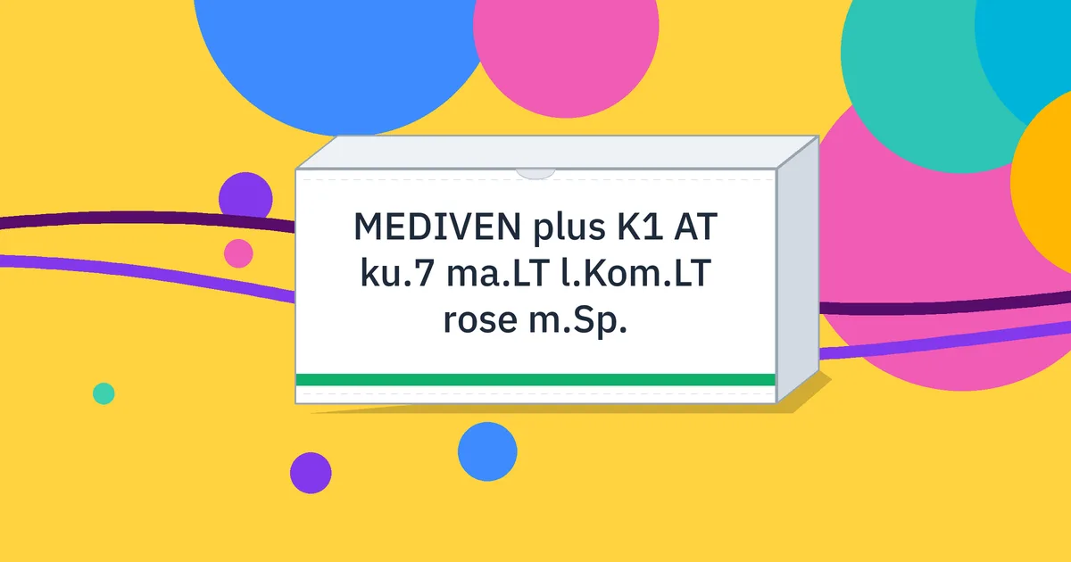 Symbolbild: Packung mit der Aufschrift MEDIVEN plus K1 AT ku.7 ma.LT l.Kom.LT rose m.Sp. (PZN 15072005) – Verfügbarkeit und Bezug in Apotheken in Frankfurt am Main