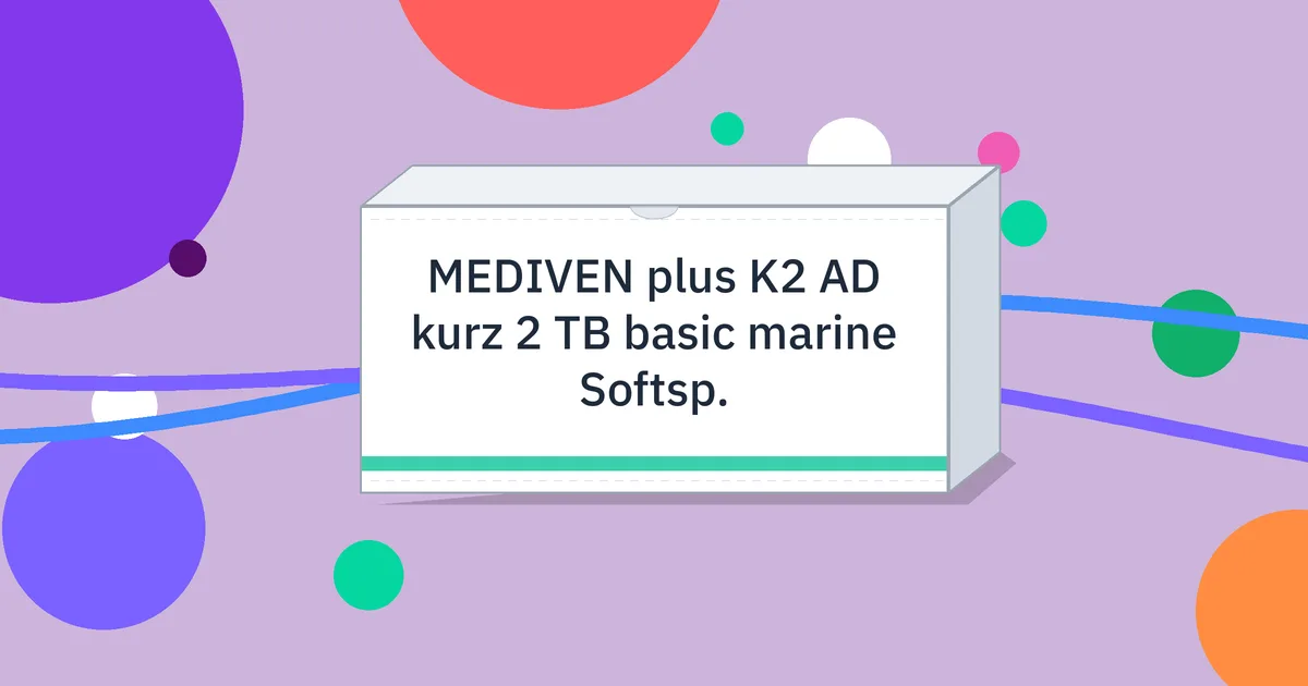 Symbolbild: Packung mit der Aufschrift MEDIVEN plus K2 AD kurz 2 TB basic marine Softsp. (PZN 15097790) – Verfügbarkeit und Bezug in Apotheken in Frankfurt am Main