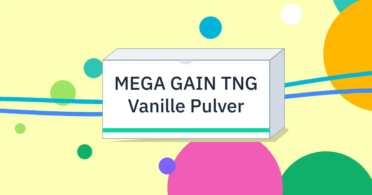 Symbolbild: Packung mit der Aufschrift MEGA GAIN TNG Vanille Pulver (PZN 07302158) – Verfügbarkeit und Bezug in Apotheken in Frankfurt am Main