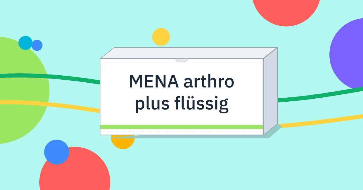 Symbolbild: Packung mit der Aufschrift MENA arthro plus flüssig (PZN 10270309) – Verfügbarkeit und Bezug in Apotheken in Frankfurt am Main