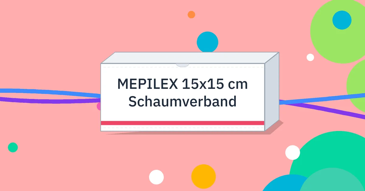 Symbolbild: Packung mit der Aufschrift MEPILEX 15x15 cm Schaumverband (PZN 17307866) – Verfügbarkeit und Bezug in Apotheken in Frankfurt am Main