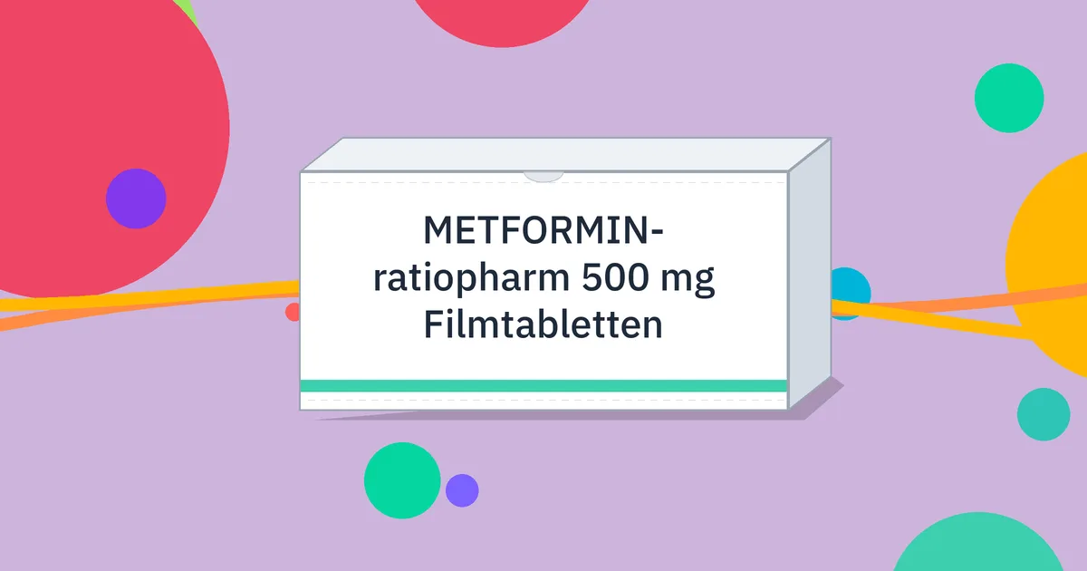 Symbolbild: Packung mit der Aufschrift METFORMIN-ratiopharm 500 mg Filmtabletten (PZN 01139042) – Verfügbarkeit und Bezug in Apotheken in Frankfurt am Main