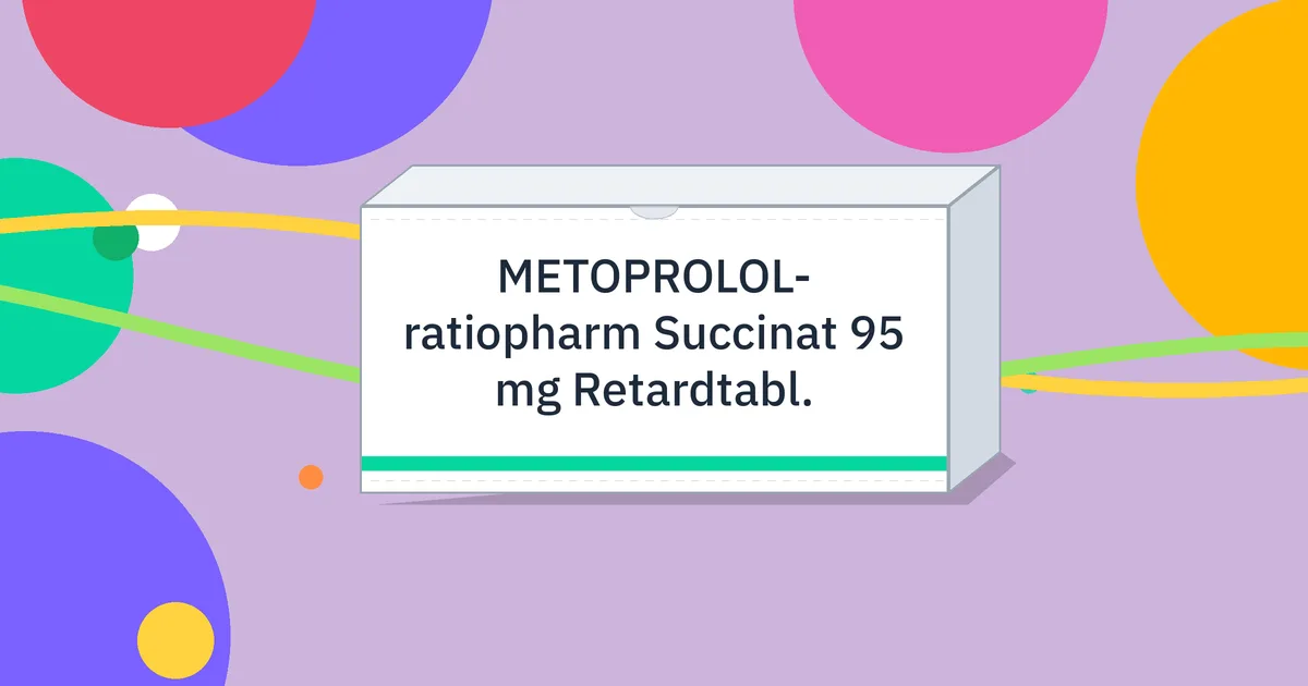 Symbolbild: Packung mit der Aufschrift METOPROLOL-ratiopharm Succinat 95 mg Retardtabl. (PZN 00089649) – Verfügbarkeit und Bezug in Apotheken in Frankfurt am Main