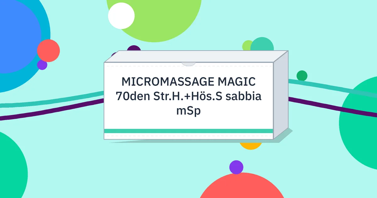 Symbolbild: Packung mit der Aufschrift MICROMASSAGE MAGIC 70den Str.H.+Hös.S sabbia mSp (PZN 00555838) – Verfügbarkeit und Bezug in Apotheken in Frankfurt am Main