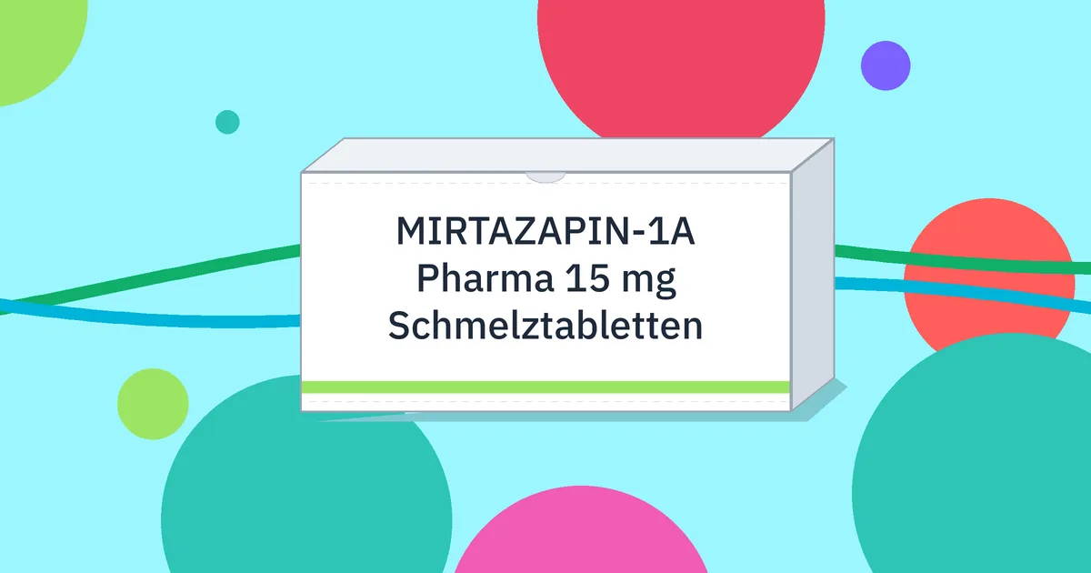 Symbolbild: Packung mit der Aufschrift MIRTAZAPIN-1A Pharma 15 mg Schmelztabletten (PZN 08860914) – Verfügbarkeit und Bezug in Apotheken in Frankfurt am Main