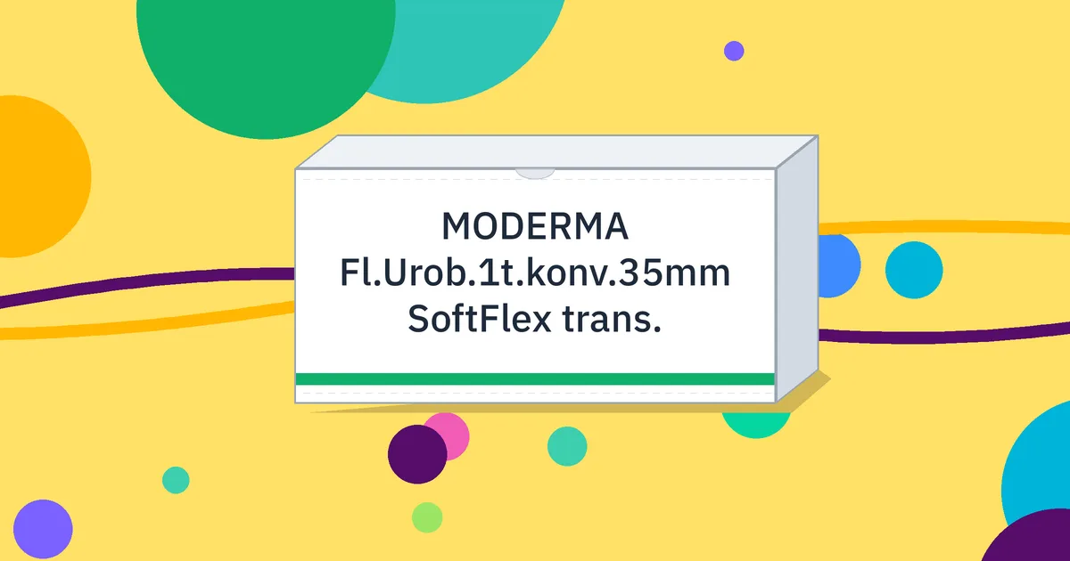 Symbolbild: Packung mit der Aufschrift MODERMA Fl.Urob.1t.konv.35mm SoftFlex trans. (PZN 15324317) – Verfügbarkeit und Bezug in Apotheken in Frankfurt am Main