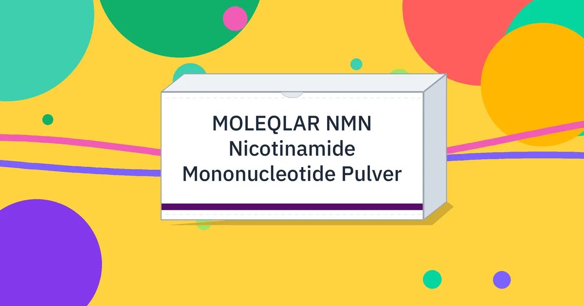 Symbolbild: Packung mit der Aufschrift MOLEQLAR NMN Nicotinamide Mononucleotide Pulver (PZN 19790967) – Verfügbarkeit und Bezug in Apotheken in Frankfurt am Main