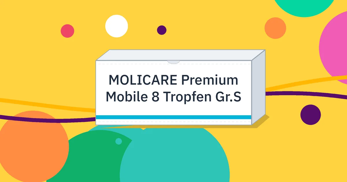 Symbolbild: Packung mit der Aufschrift MOLICARE Premium Mobile 8 Tropfen Gr.S (PZN 14443020) – Verfügbarkeit und Bezug in Apotheken in Frankfurt am Main