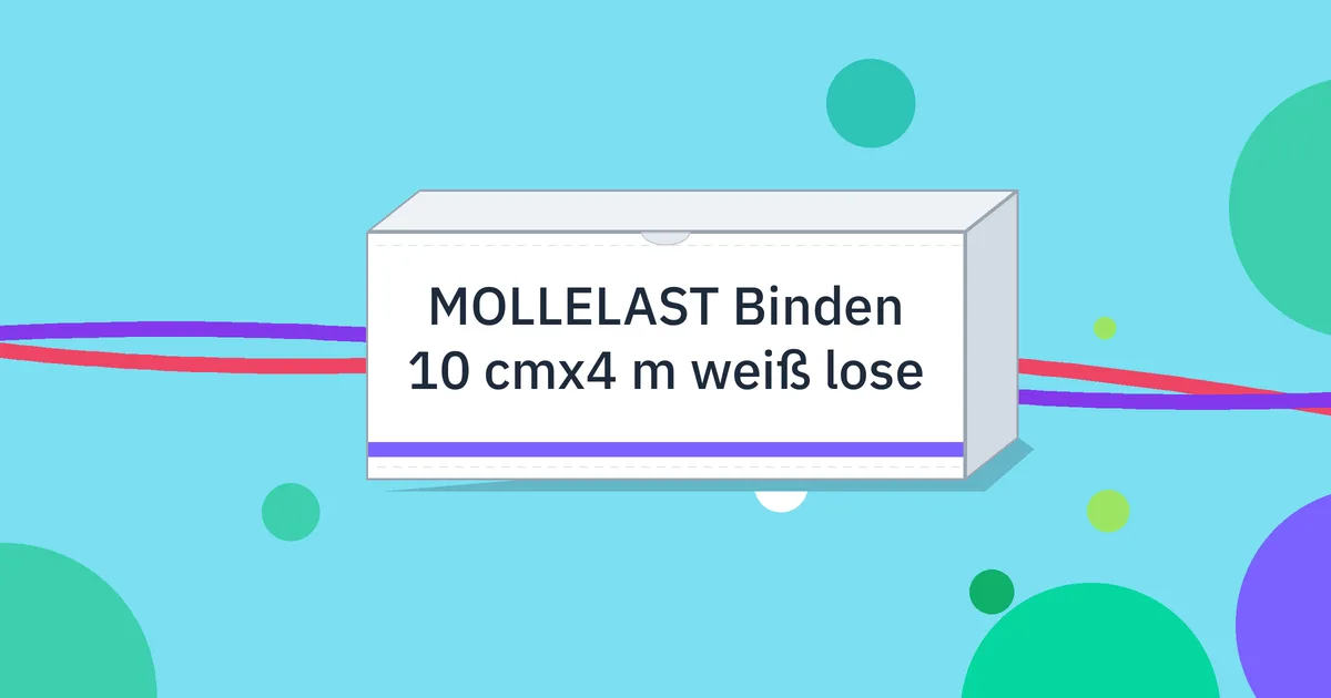 Symbolbild: Packung mit der Aufschrift MOLLELAST Binden 10 cmx4 m weiß lose (PZN 18658740) – Verfügbarkeit und Bezug in Apotheken in Frankfurt am Main