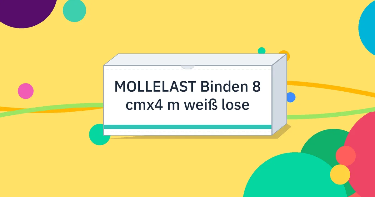 Symbolbild: Packung mit der Aufschrift MOLLELAST Binden 8 cmx4 m weiß lose (PZN 17833106) – Verfügbarkeit und Bezug in Apotheken in Frankfurt am Main