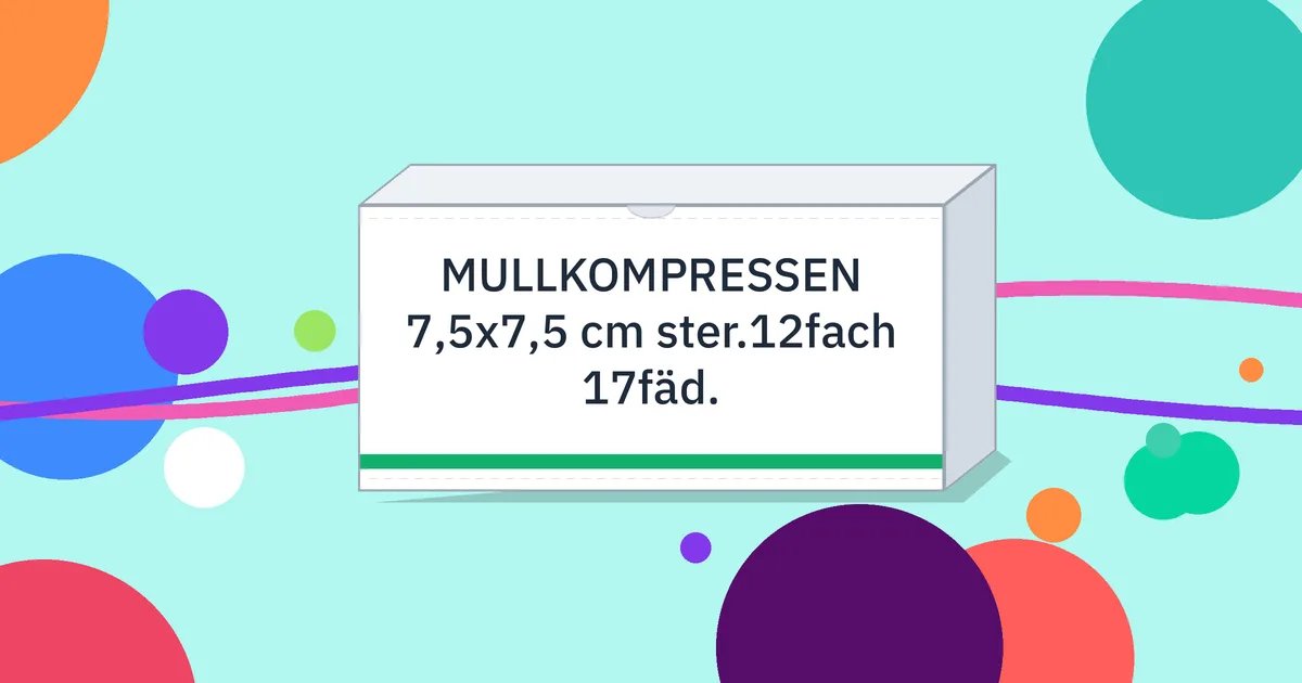 Symbolbild: Packung mit der Aufschrift MULLKOMPRESSEN 7,5x7,5 cm ster.12fach 17fäd. (PZN 06930119) – Verfügbarkeit und Bezug in Apotheken in Frankfurt am Main