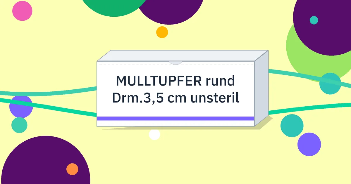 Symbolbild: Packung mit der Aufschrift MULLTUPFER rund Drm.3,5 cm unsteril (PZN 03894788) – Verfügbarkeit und Bezug in Apotheken in Frankfurt am Main