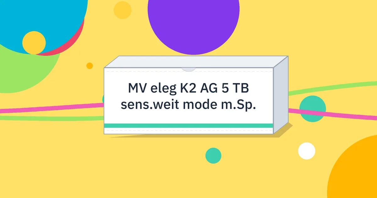 Symbolbild: Packung mit der Aufschrift MV eleg K2 AG 5 TB sens.weit mode m.Sp. (PZN 09867769) – Verfügbarkeit und Bezug in Apotheken in Frankfurt am Main