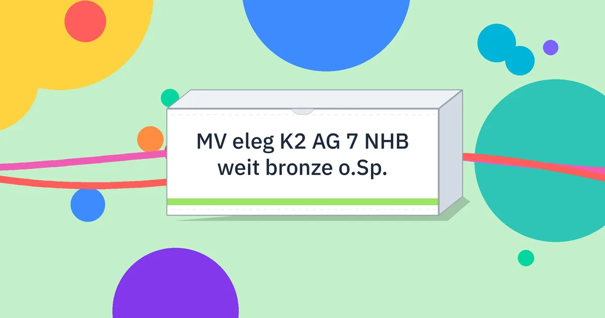 Symbolbild: Packung mit der Aufschrift MV eleg K2 AG 7 NHB weit bronze o.Sp. (PZN 15728902) – Verfügbarkeit und Bezug in Apotheken in Frankfurt am Main