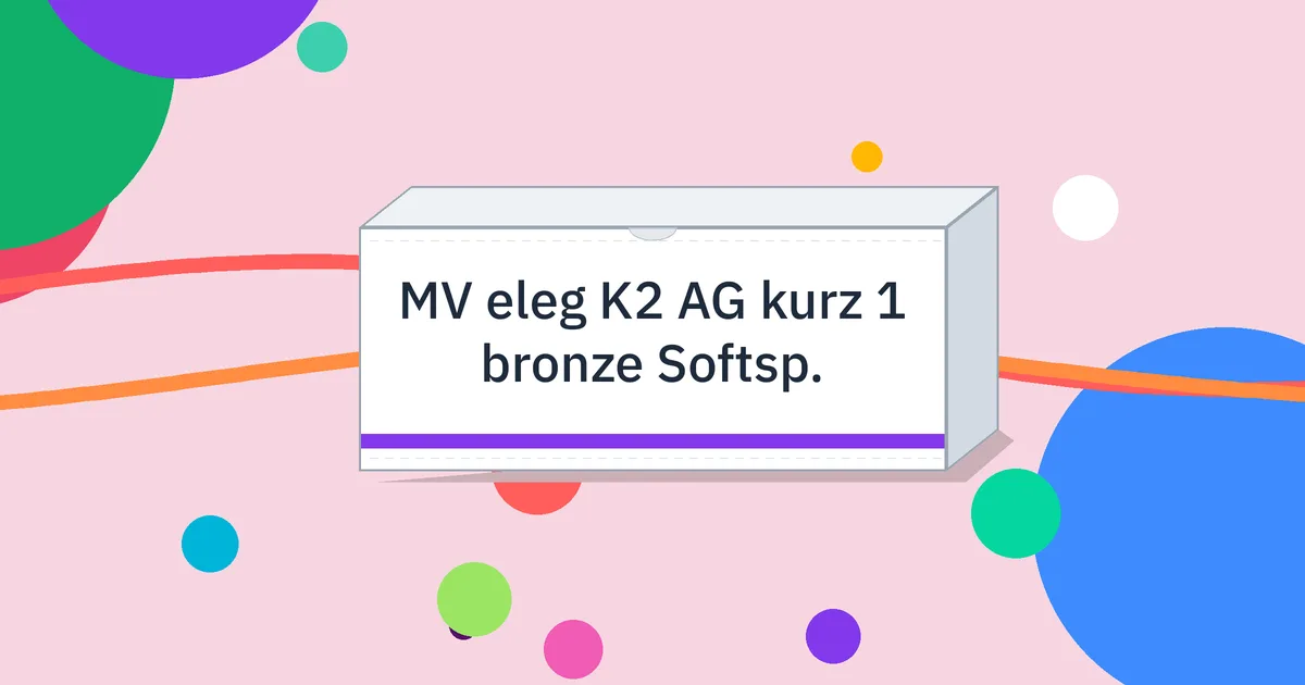 Symbolbild: Packung mit der Aufschrift MV eleg K2 AG kurz 1 bronze Softsp. (PZN 14717374) – Verfügbarkeit und Bezug in Apotheken in Frankfurt am Main