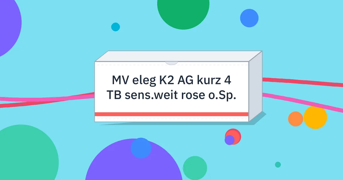 Symbolbild: Packung mit der Aufschrift MV eleg K2 AG kurz 4 TB sens.weit rose o.Sp. (PZN 14697370) – Verfügbarkeit und Bezug in Apotheken in Frankfurt am Main