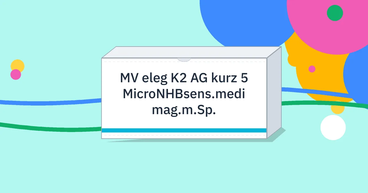 Symbolbild: Packung mit der Aufschrift MV eleg K2 AG kurz 5 MicroNHBsens.medi mag.m.Sp. (PZN 15709856) – Verfügbarkeit und Bezug in Apotheken in Frankfurt am Main