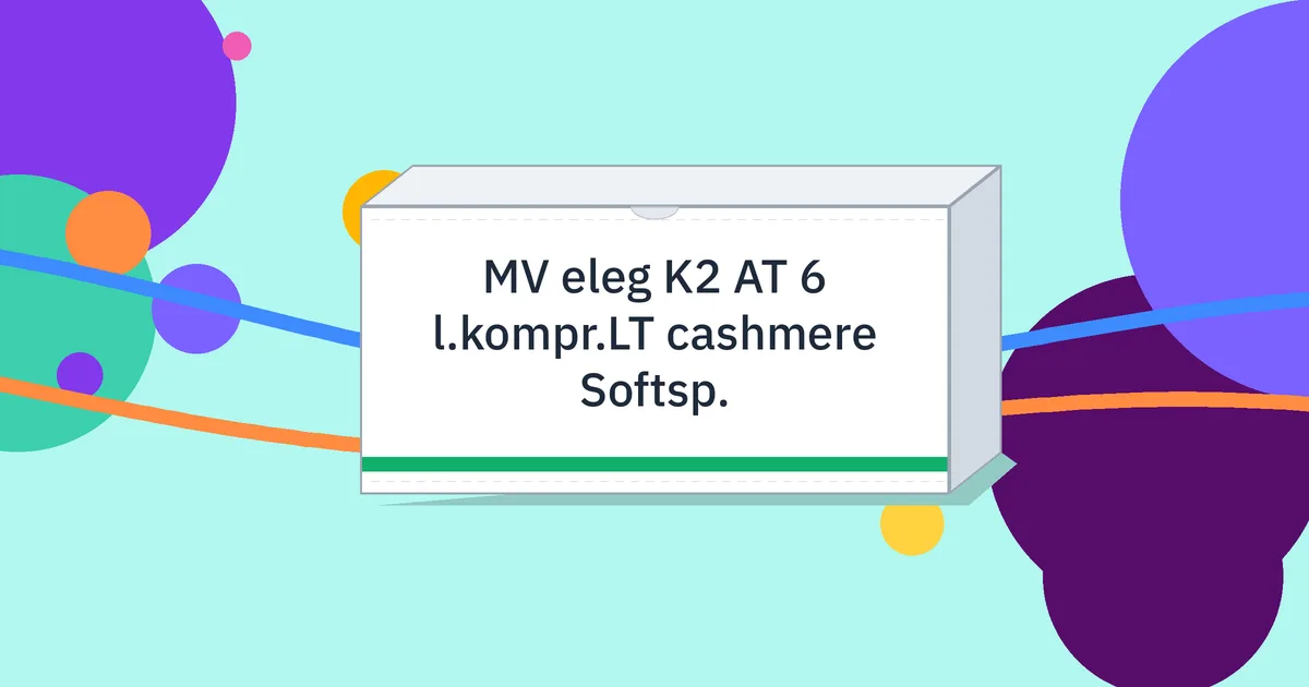 Symbolbild: Packung mit der Aufschrift MV eleg K2 AT 6 l.kompr.LT cashmere Softsp. (PZN 15285563) – Verfügbarkeit und Bezug in Apotheken in Frankfurt am Main