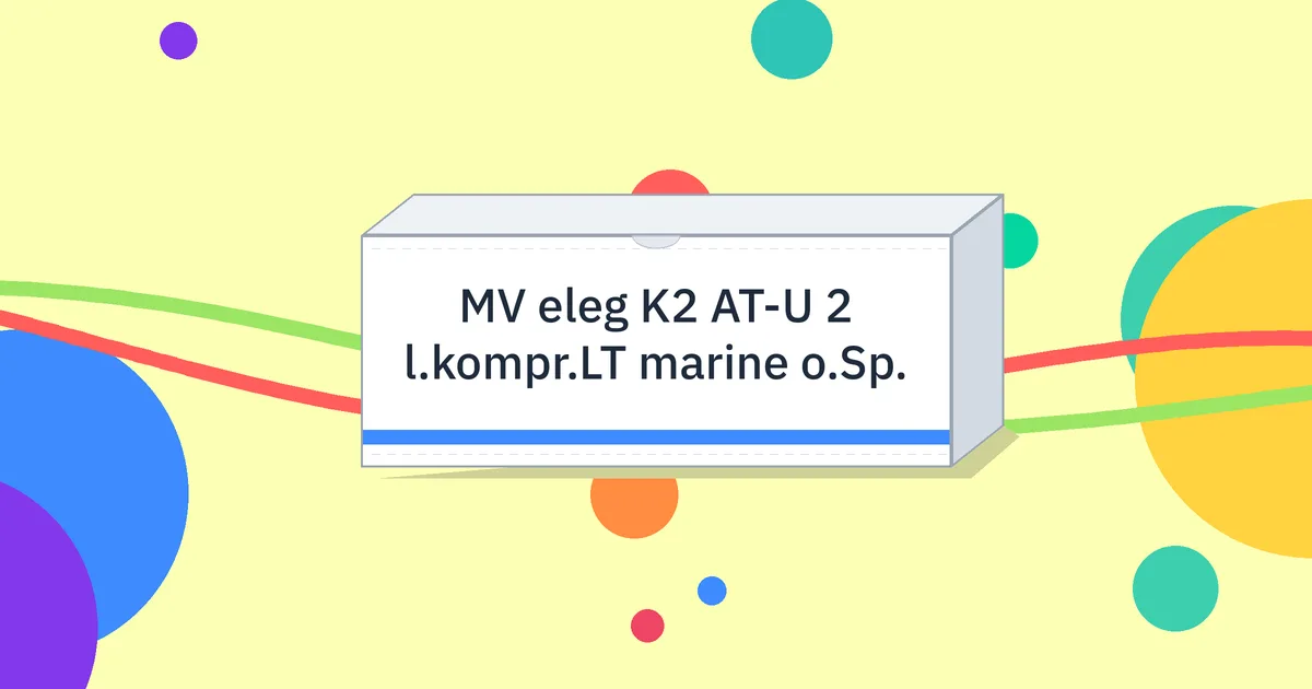 Symbolbild: Packung mit der Aufschrift MV eleg K2 AT-U 2 l.kompr.LT marine o.Sp. (PZN 15290009) – Verfügbarkeit und Bezug in Apotheken in Frankfurt am Main
