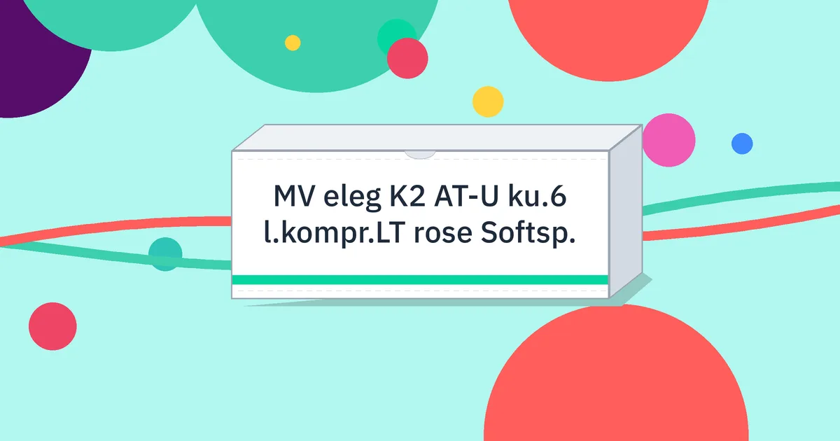 Symbolbild: Packung mit der Aufschrift MV eleg K2 AT-U ku.6 l.kompr.LT rose Softsp. (PZN 14692705) – Verfügbarkeit und Bezug in Apotheken in Frankfurt am Main